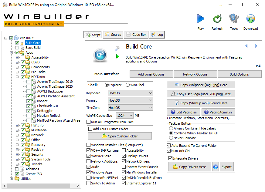 WinPE 생성기 6개 (Win10XPE, PhoenixPE, LiveSystem pro, WimBuilder2 ...