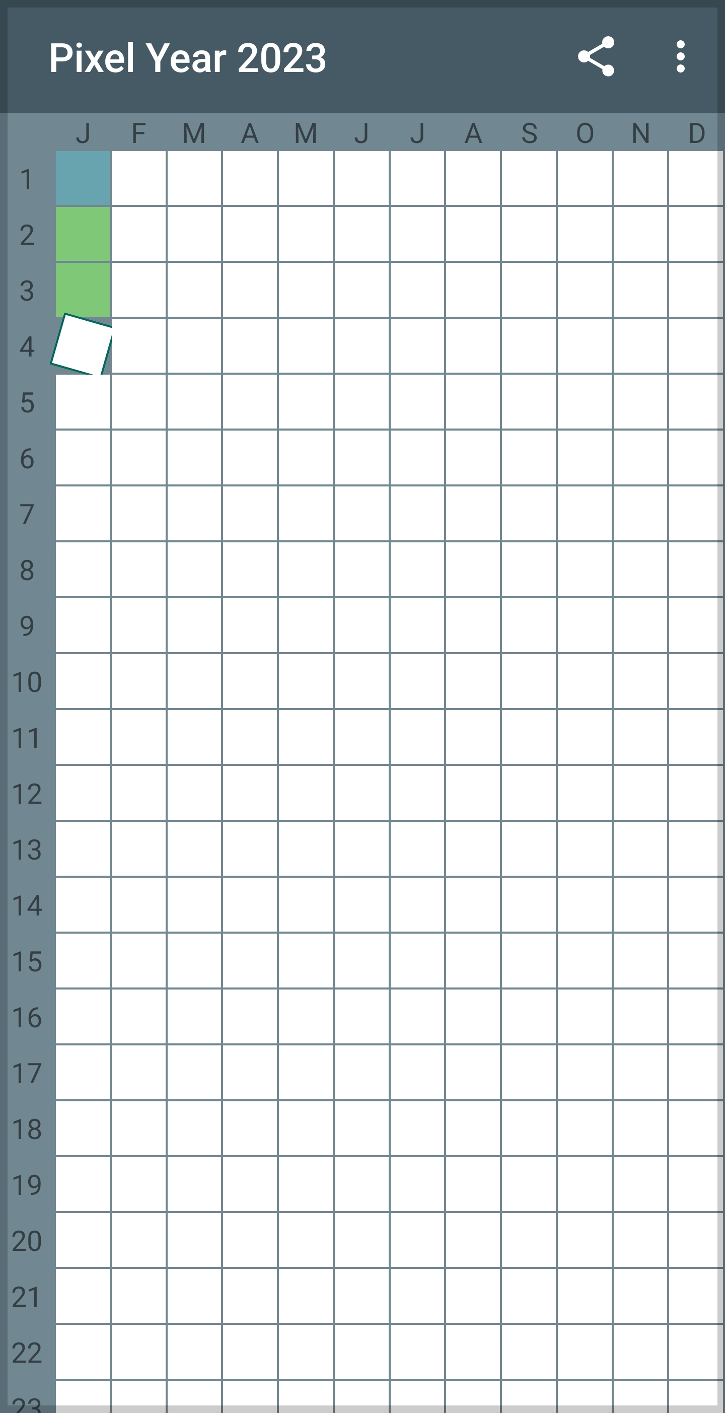 부를 시각화 하세요. Pixel Year 앱