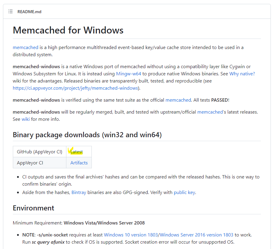 윈도우에 memcached 설치하기
