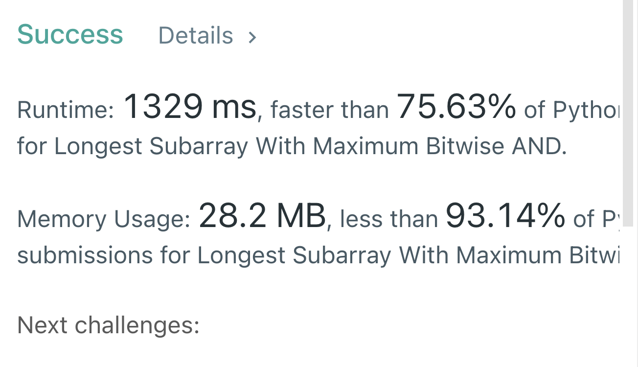 leetcode : Longest Subarray With Maximum Bitwise AND :: Keep your pace