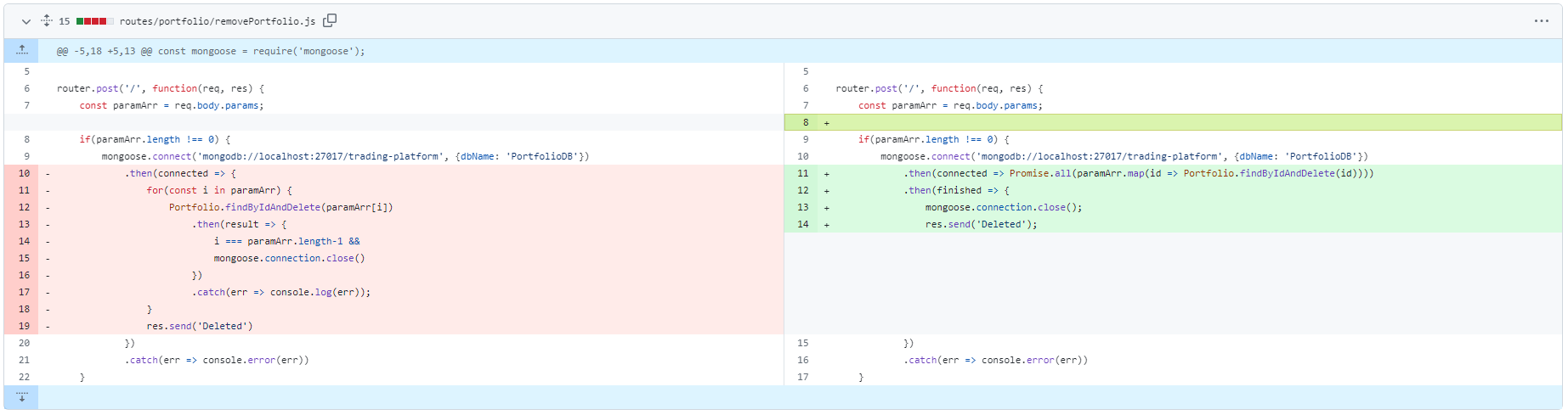 MongoDB - Node.js 연동 - 삭제 구현 성공