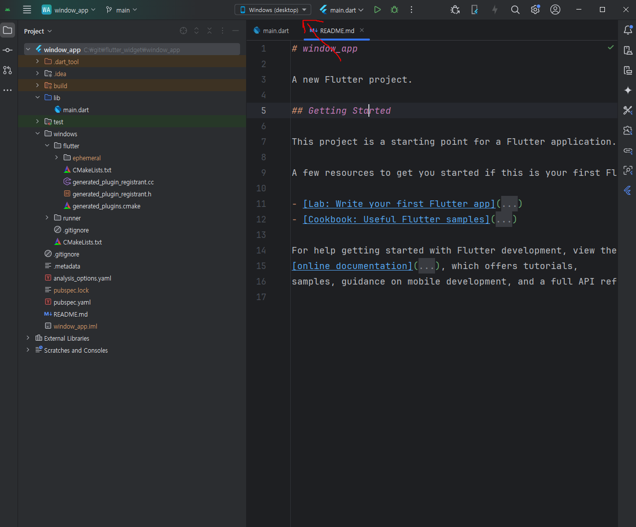 Flutter window app 실행해보기!