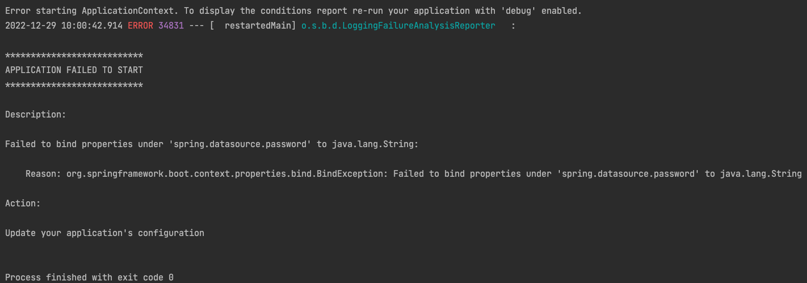 Jasypt 에러 Failed To Bind Properties Under Spring Datasource Password To Java Lang String