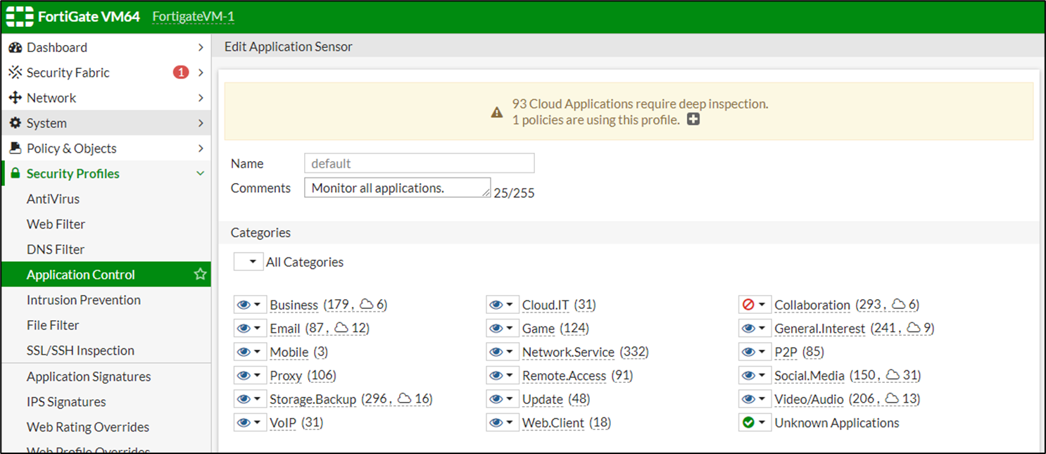 [fortigate][security profiles] Application Control