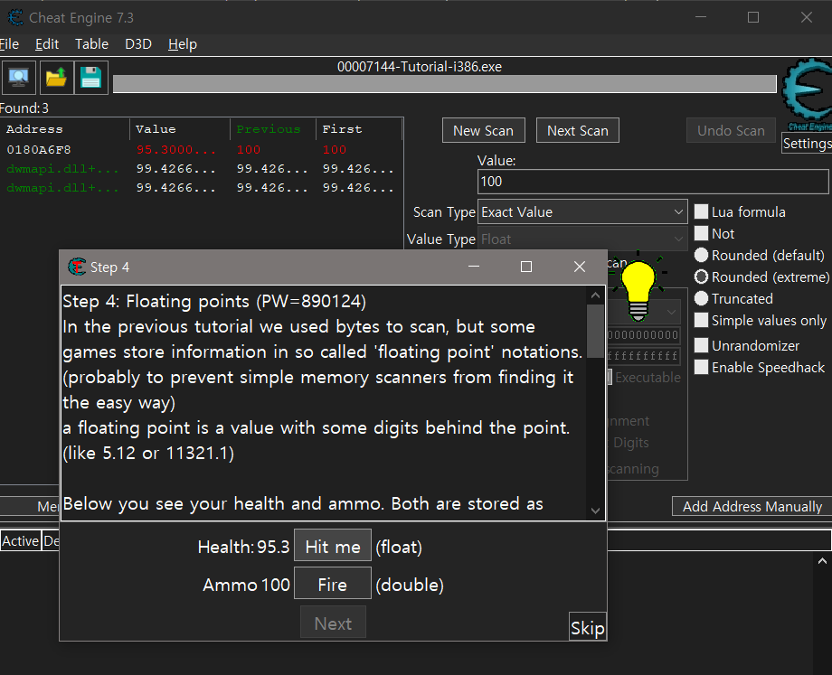 [CE] 게임 메모리 해킹: 치트 엔진(Cheat Engine) 튜토리얼 4단계 해결하기 (Game Memory Hacking Tutorial by Using Cheat ...