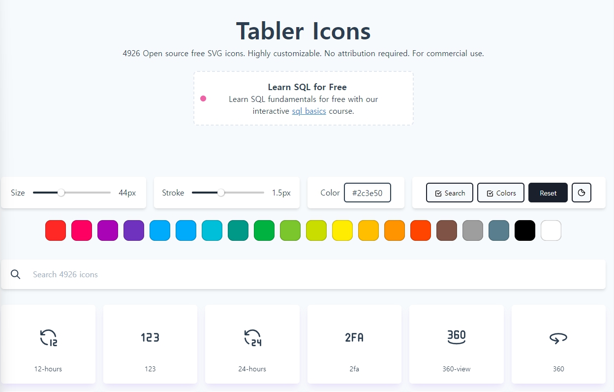 모바일 UI 디자인 위한 오픈 소스 무료 SVG 아이콘 Tabler Icons