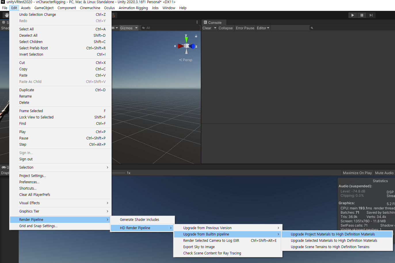 [유니티 hdrp] HDRP 사용시 Material 깨짐 해결
