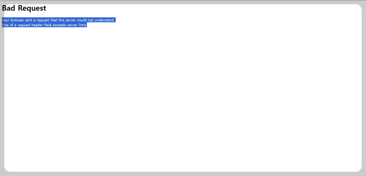 Bad 400 Reqest 및 Your browser sent a request that this server