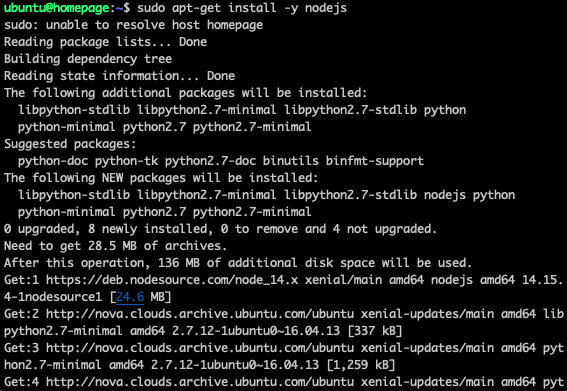 Ubuntu nodejs 14.x install