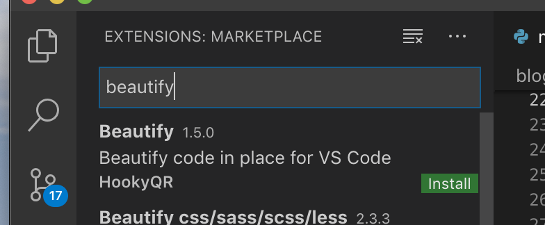HTML의 확장기능, Beautify (Mac ver.)