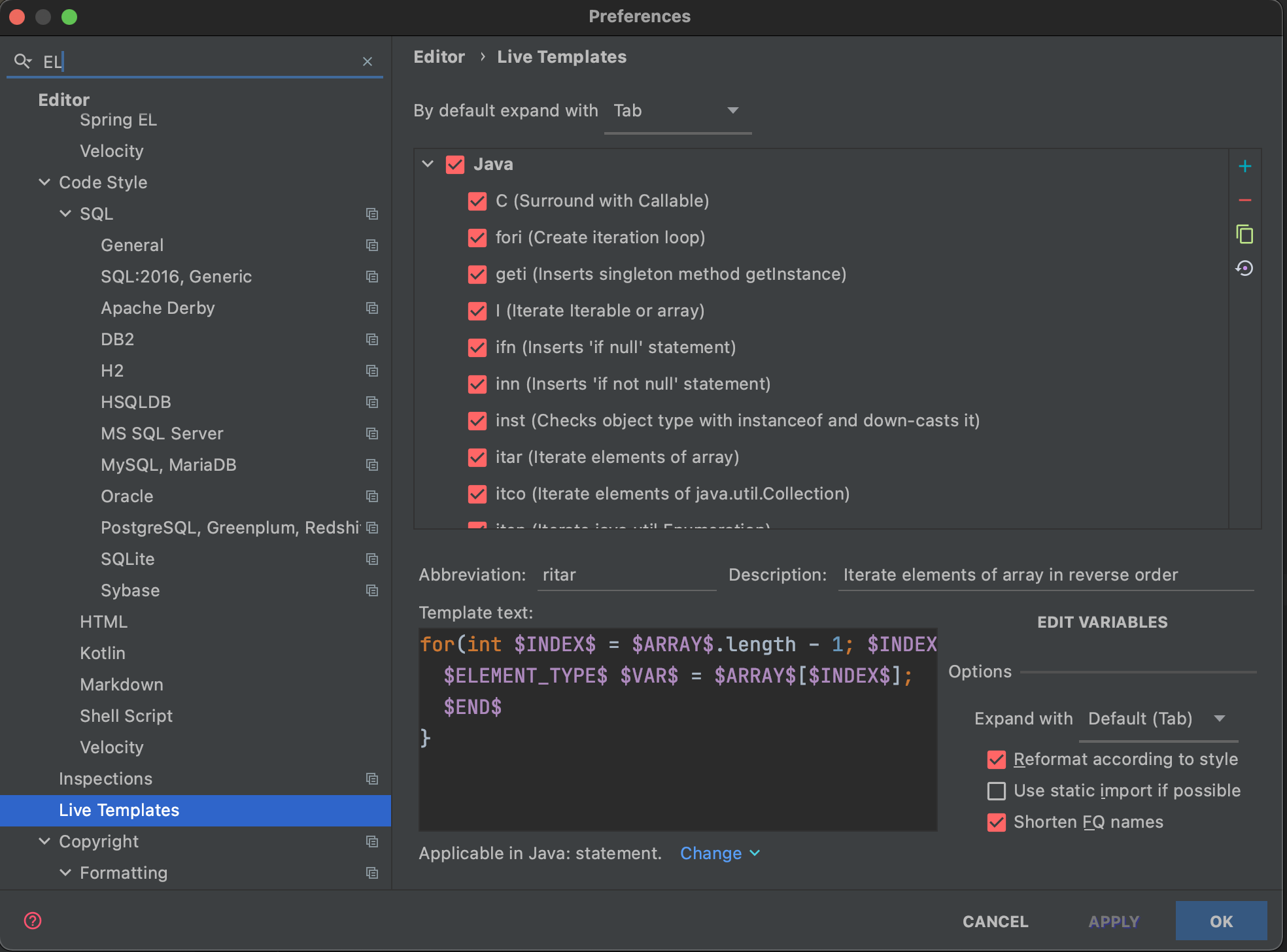 intelliJ]Live Template 사용하기(커스텀 자동완성)