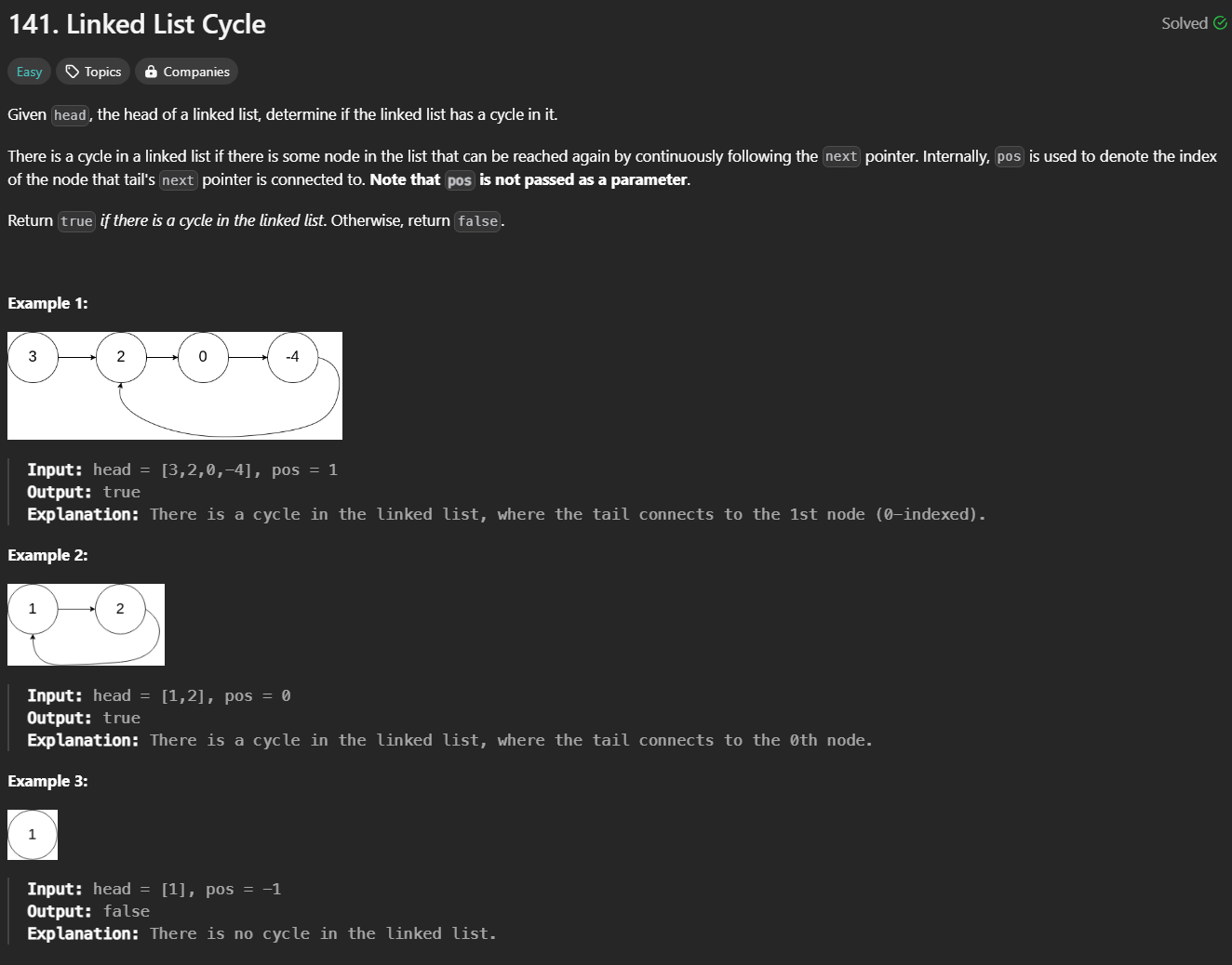 Python 3 Leetcode 141 Linked List Cycle 