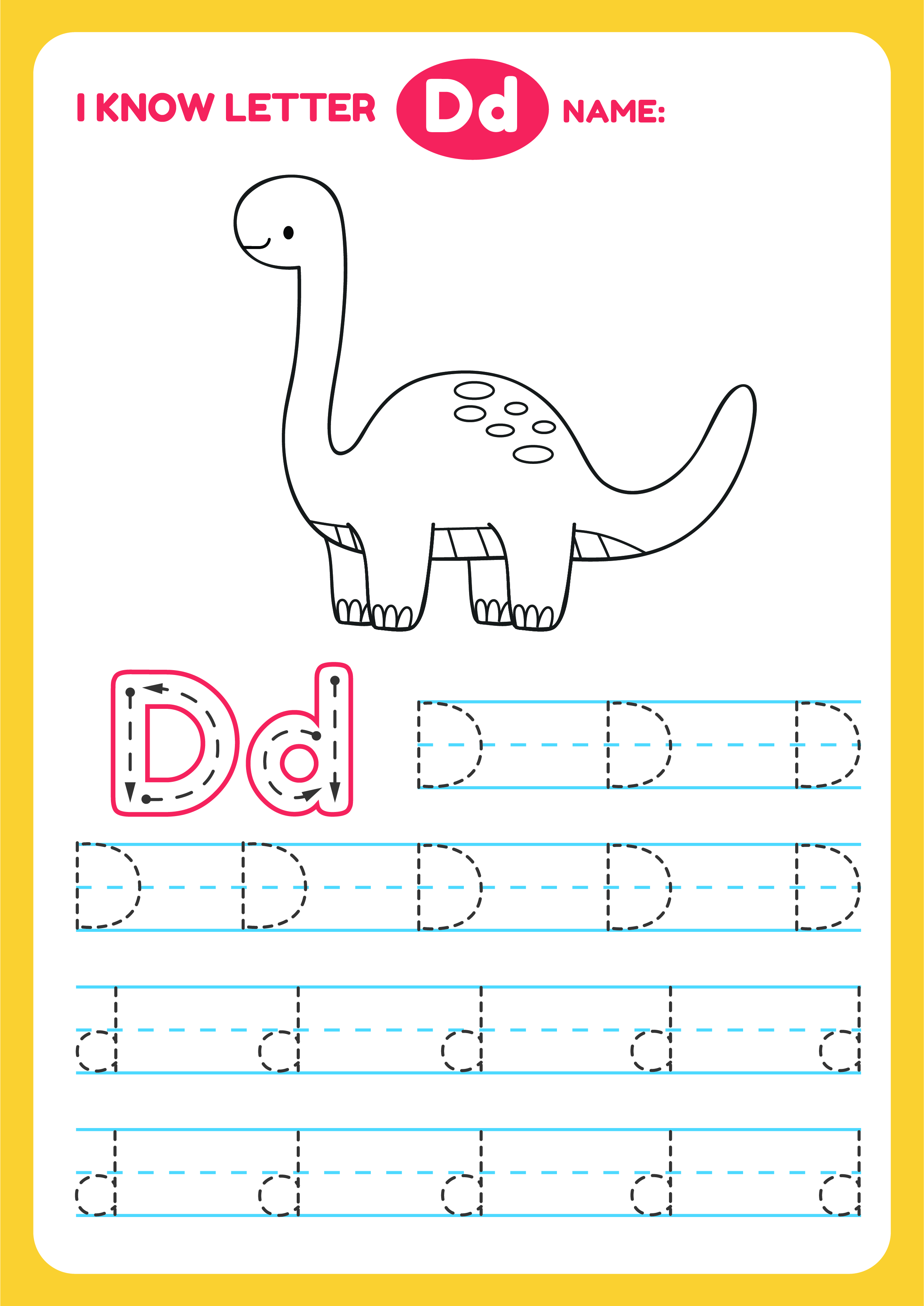 알파벳 대문자 소문자 D 따라쓰기 색칠공부 영어 유아 무료 활동지