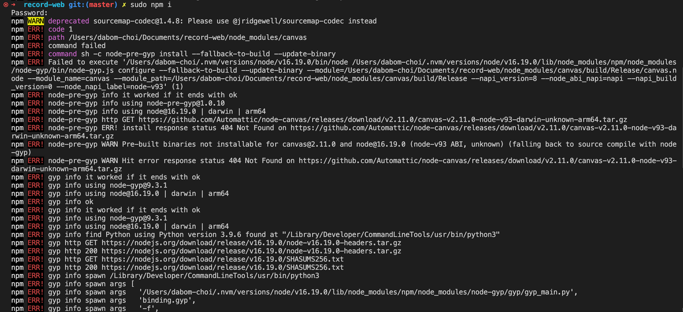 npm install 오류 발생 시, 해결 방안