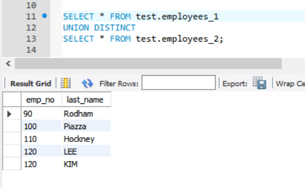 MySQL - UNION , UNION ALL 차이