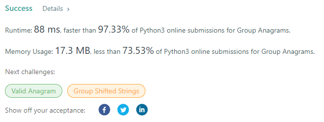 [leetcode, Medium] 49. Group Anagrams (python)