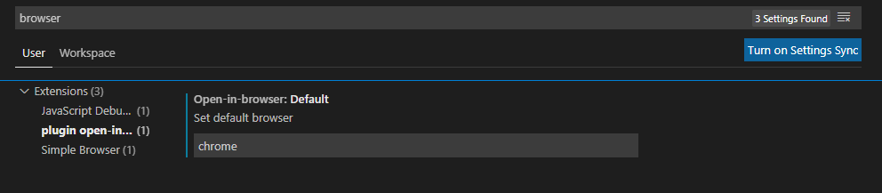 vscode open in browser default 바꾸는 방법