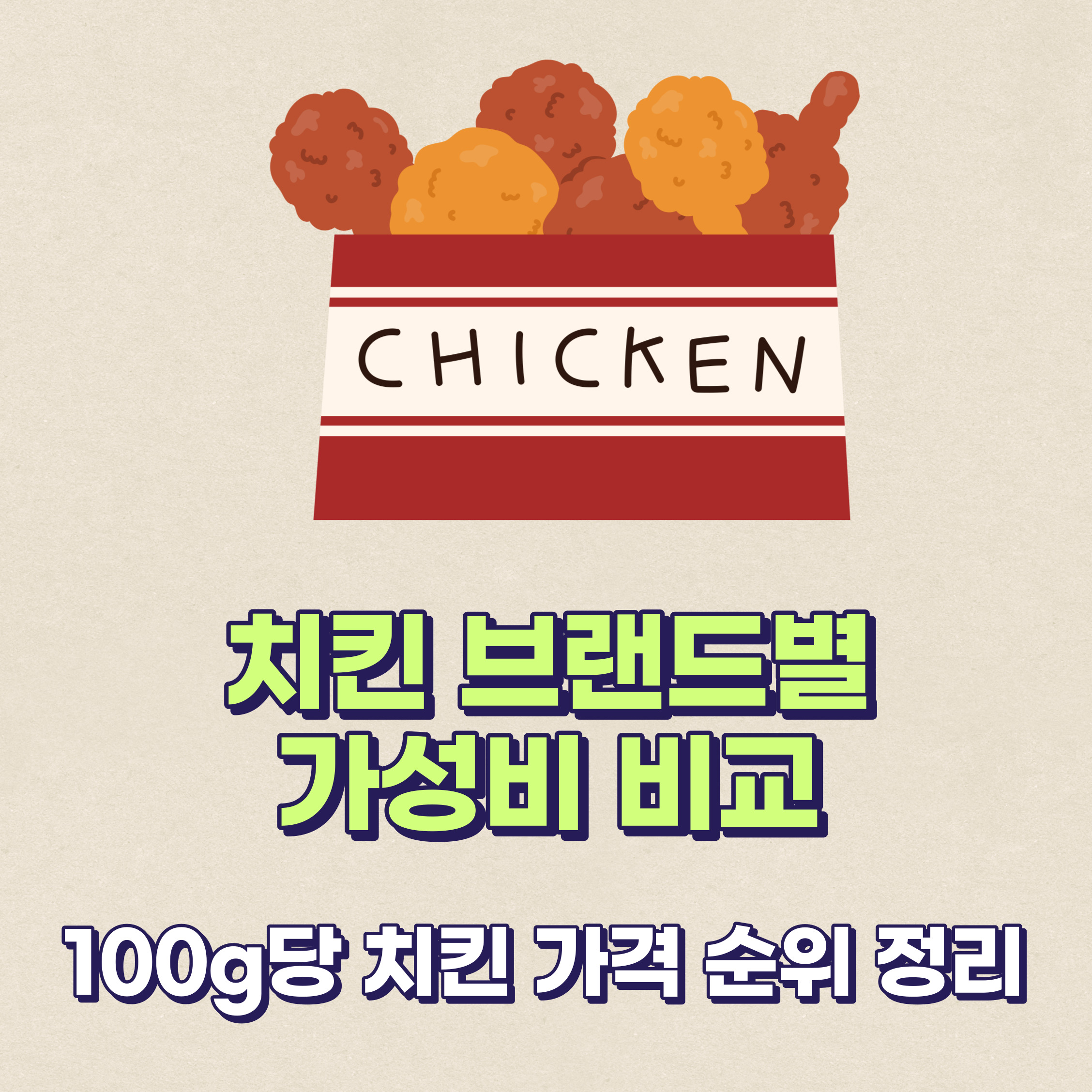 치킨 브랜드별 가성비 순위 정리(100g당 치킨 가격 비교)