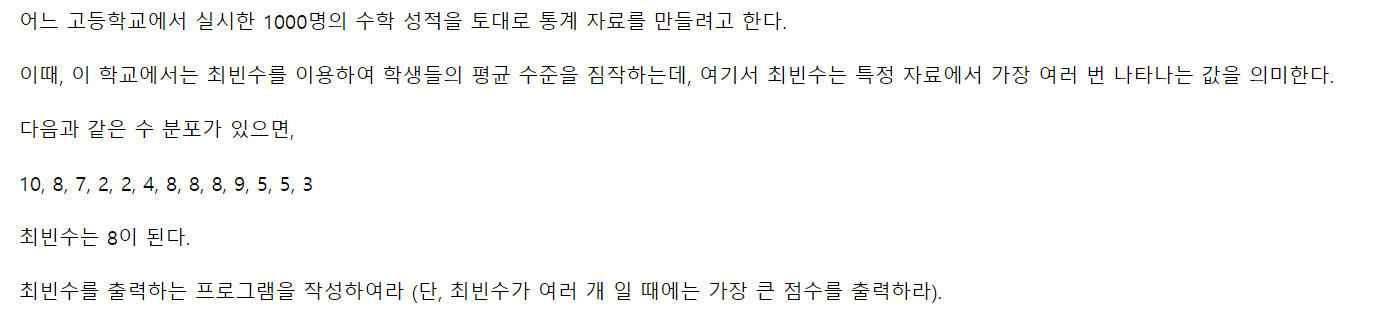 [JAVA] SWEA 1204. 최빈수 구하기