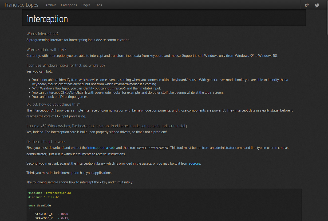 Interception driver 드라이버 - 입력장치 확인 및 관리