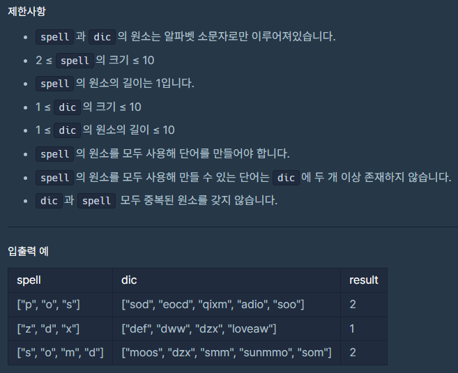 Algorithm 프로그래머스 외계어 사전 Kotlin 