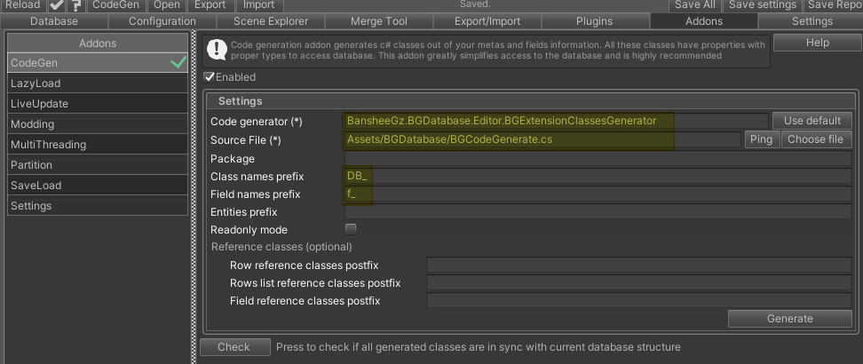 BG Database 사용법 4 : Code Generation - 맨텀