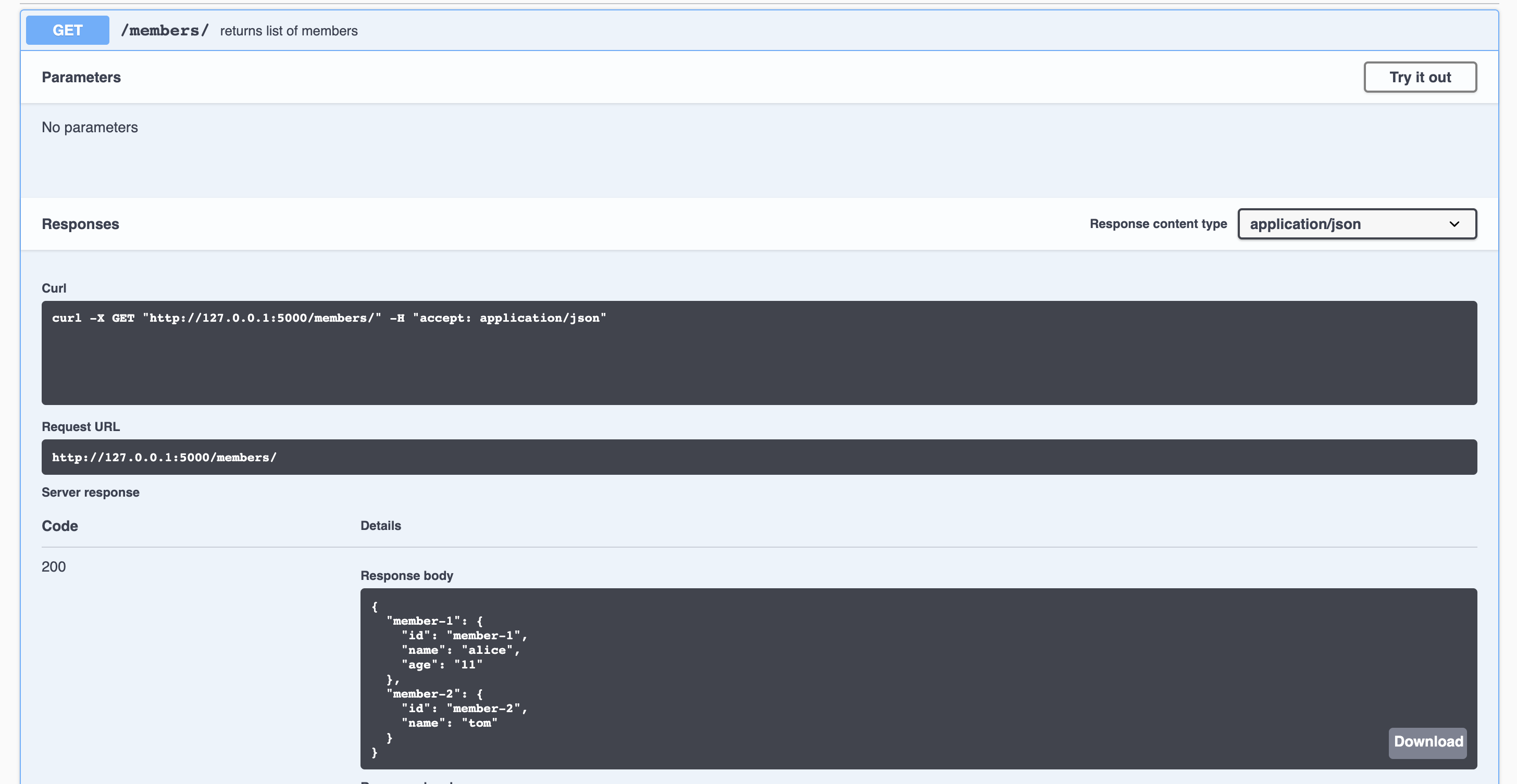 Flask, Flask-RESTPlus, and Swagger UI