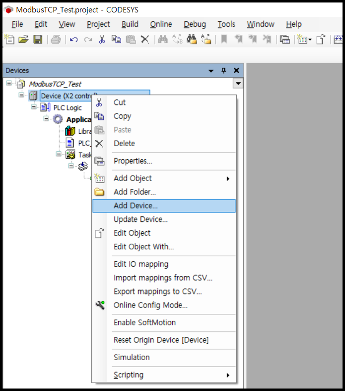 Codesys Modbus TCP Master (Client) 설정방법