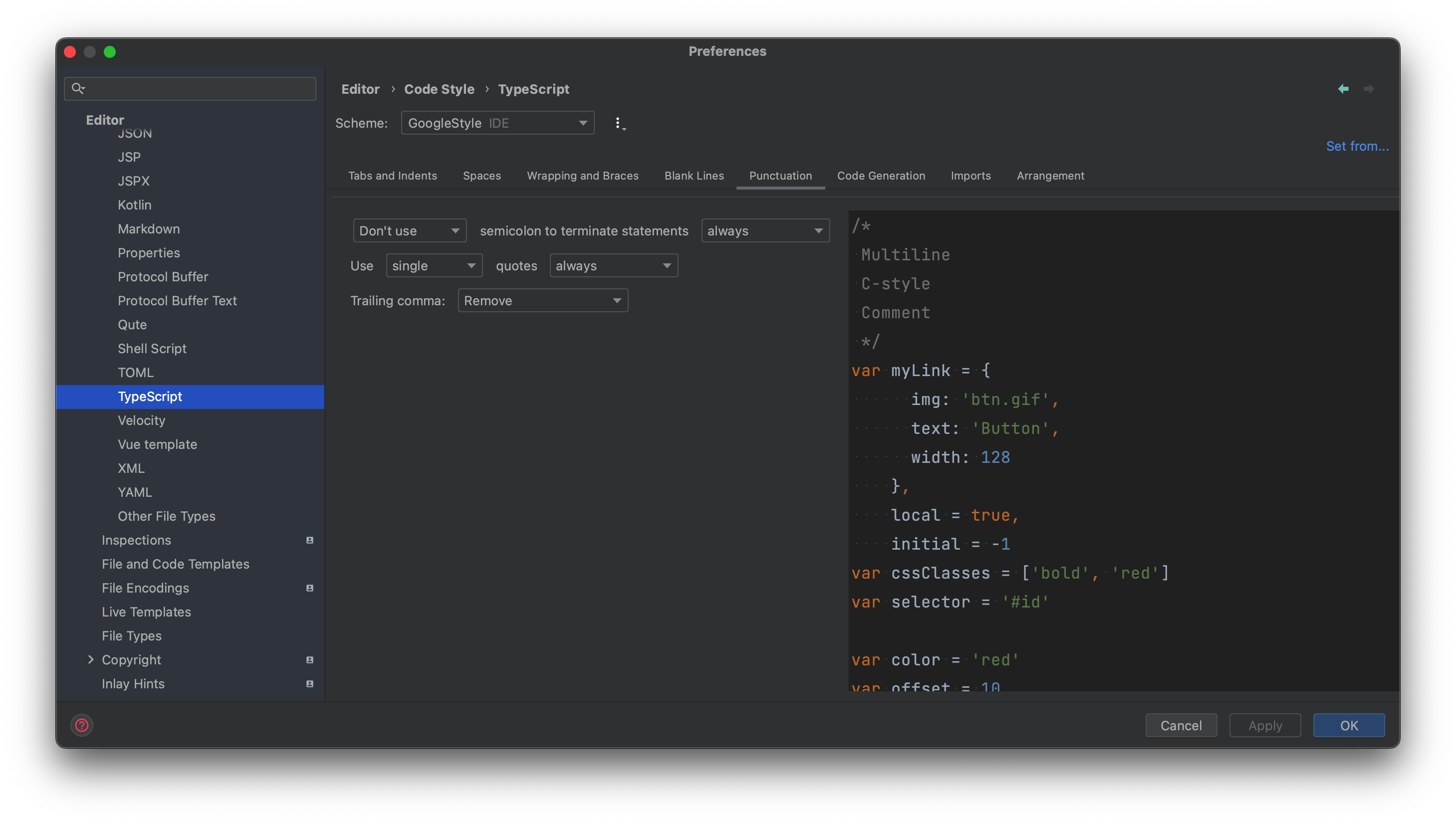 Semicolon auto disable in IntelliJ(Js/Ts)