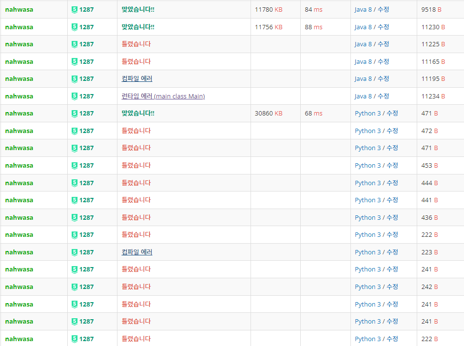 백준 1287 자바, 파이썬 - 할 수 있다 (BOJ 1287 JAVA, Python) - Nahwasa