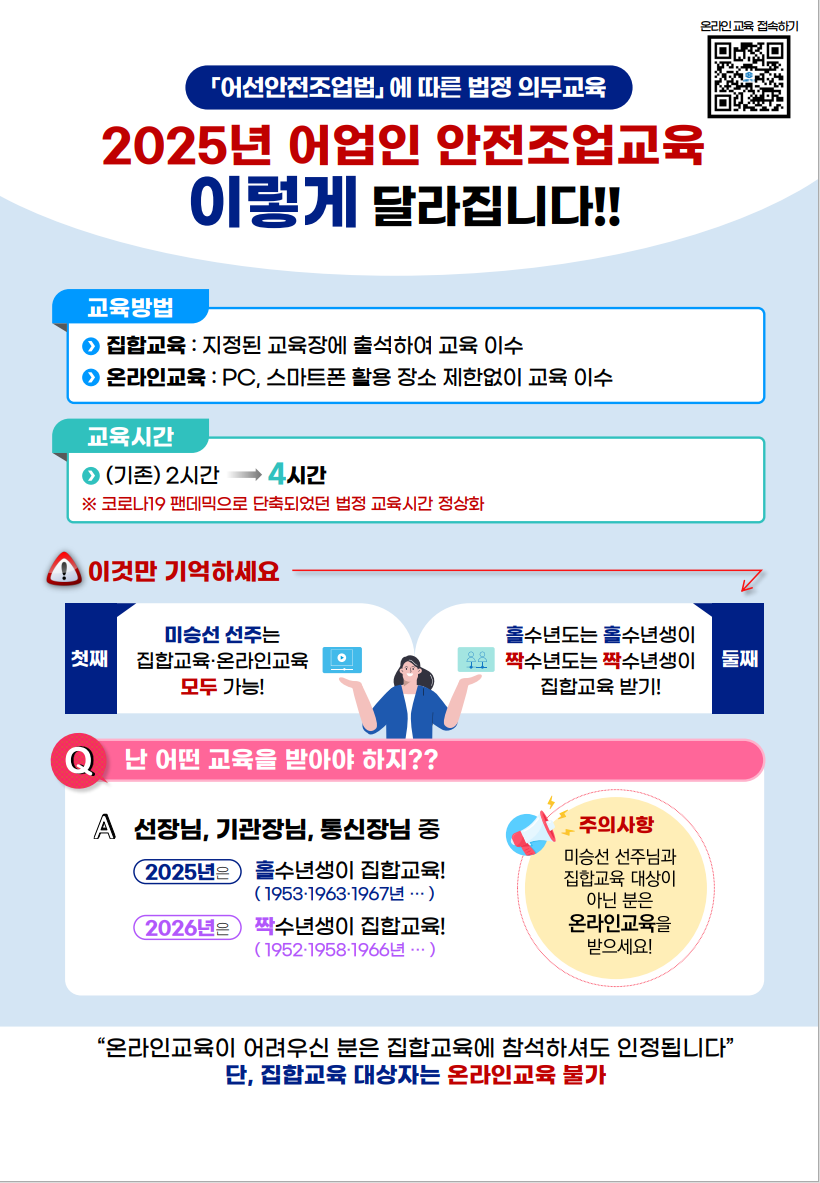 2025년 수협 어업인 안전조업 온라인교육 (https://sse.suhyup.co.kr:8443/)