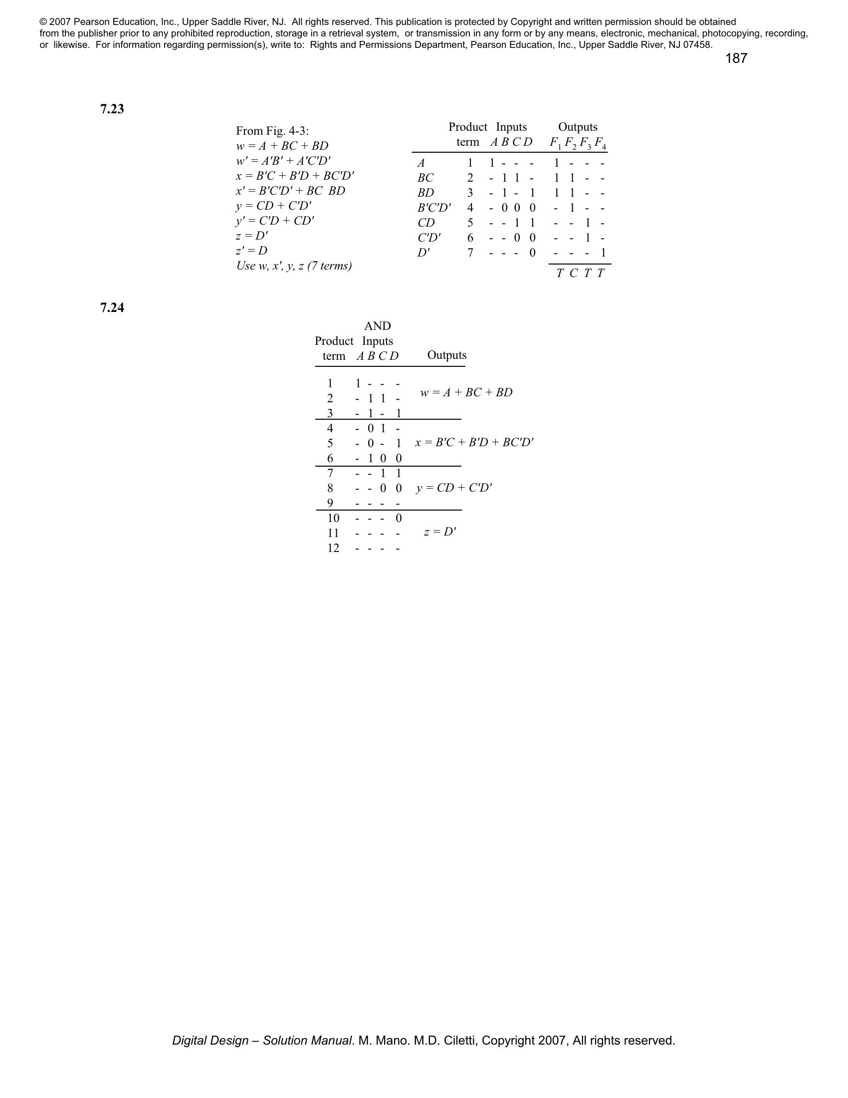 Solution manual to Digital Logic And Computer Design by M. Morris Mano ...
