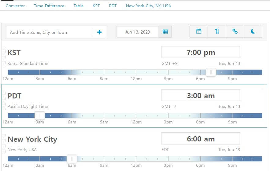 세계시간 계산기 - 시간대 변환기