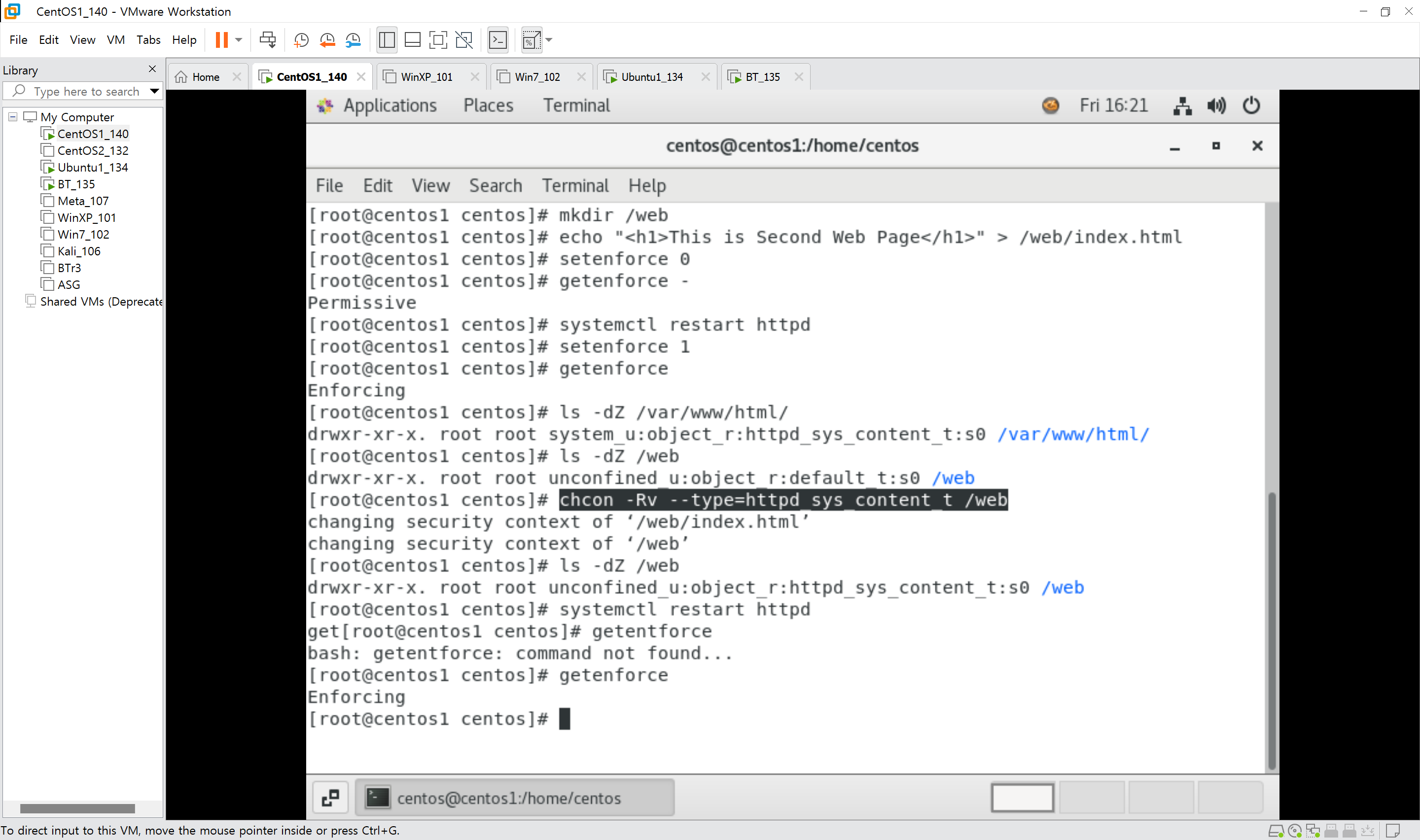 33일차(3.30) chroot(change root) chcon(change context)과 restorecon SetUID ...