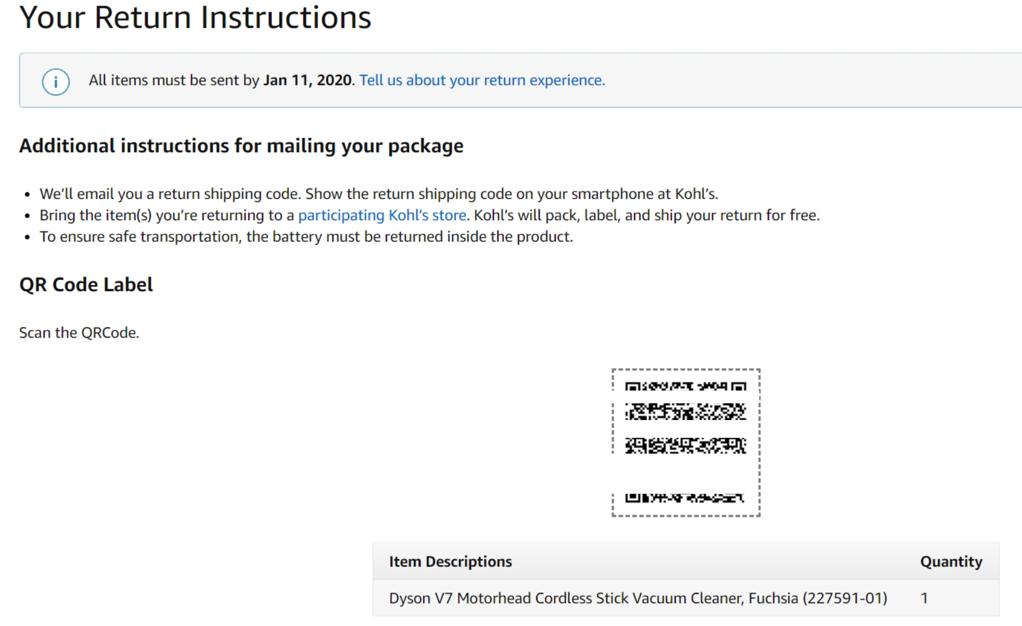 아마존 반송 return QR code Label to mailing Label 변경