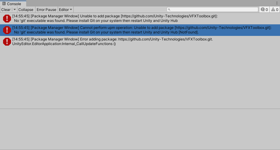 유니티 패키지 설치 오류(No ‘git’ executable was found)
