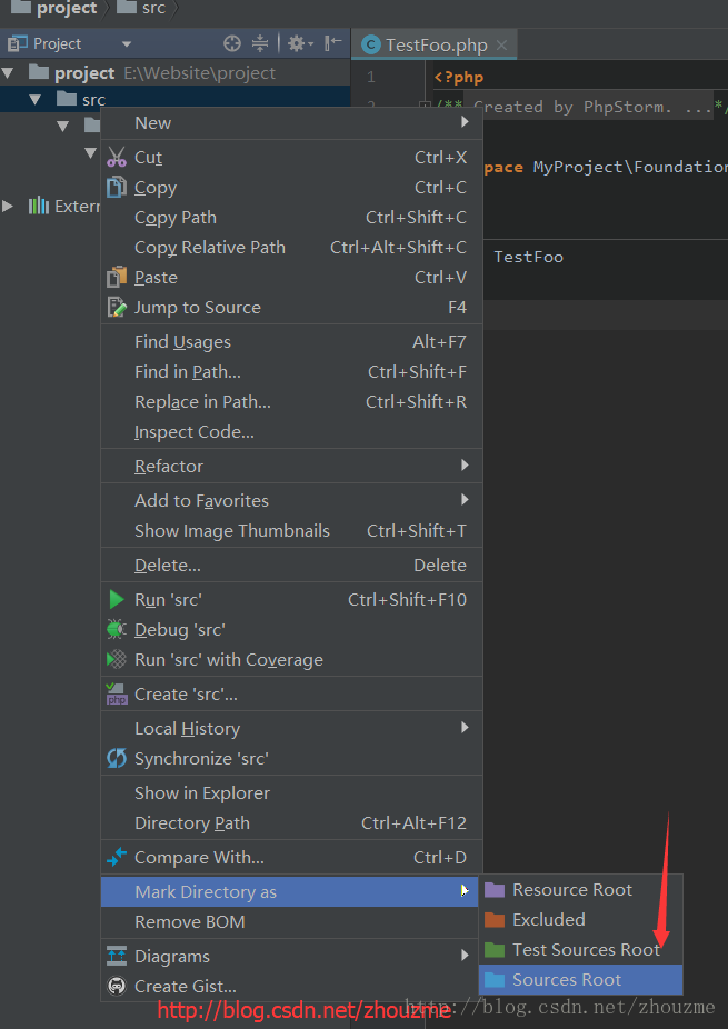 PHPStorm PSR-4 네임스페이스 접두사 추가