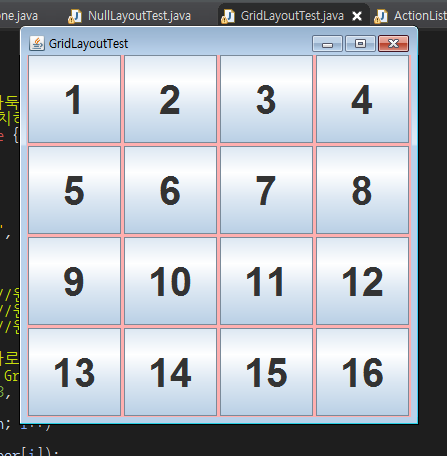 자바 제25강 : 자바 GridLayout클래스 이용하여 바둑판 윈도우창 생성하기