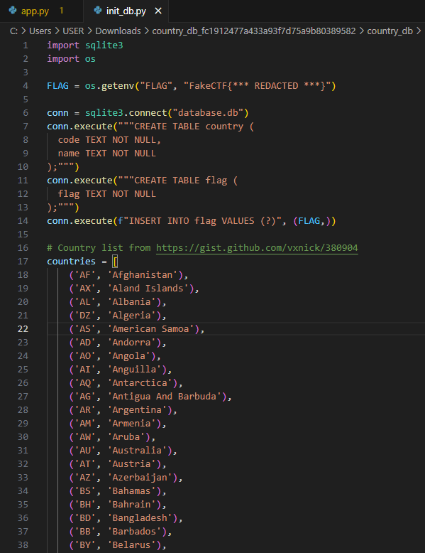 [Cake CTF 2023] Country DB - 92 Write Up