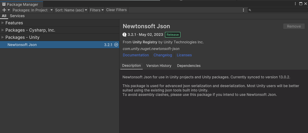 [Unity] Newtonsoft Json 설치 방법