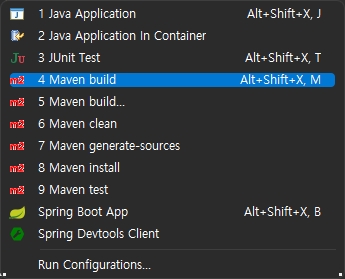 STS 에서 Maven Build 하는 방법