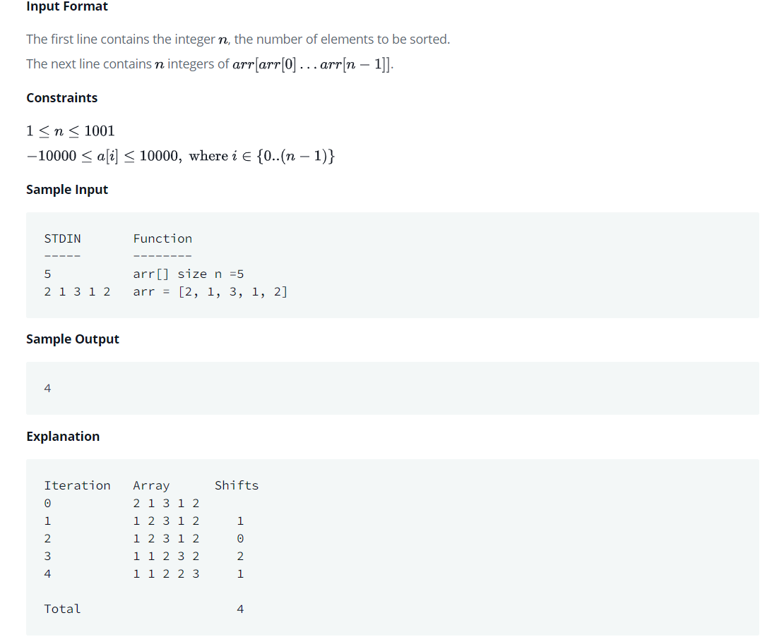 [HackerRank] Correctness and the Loop Invariant / Running Time of Algorithms