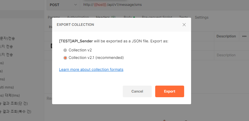 POSTMAN JSON Import/Export API TEST