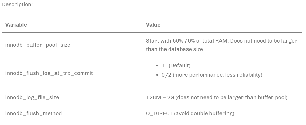 MySQL 5.7 설정 튜닝 — 상쾌한기분