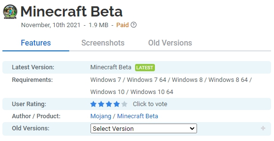 Minecraft Beta 무료 다운로드