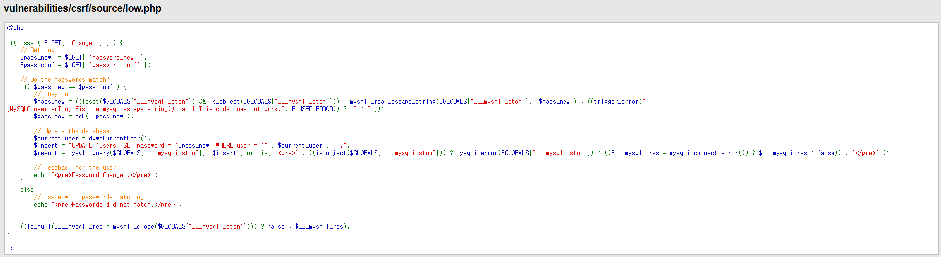 DVWA : CSRF - Low level