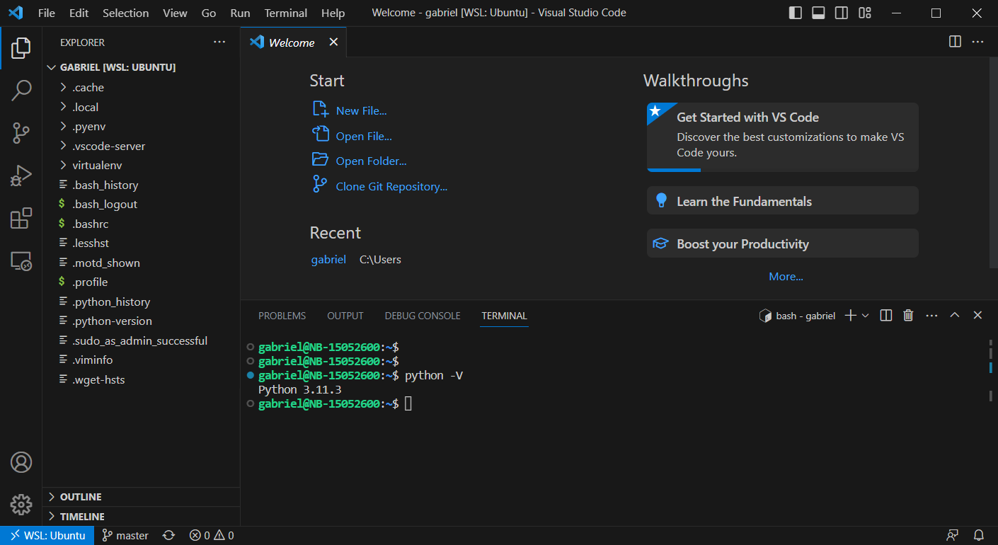 윈도우(windows) WSL Ubuntu에 virtualenv 설치 및 vscode 연동 :: 끄적끄적