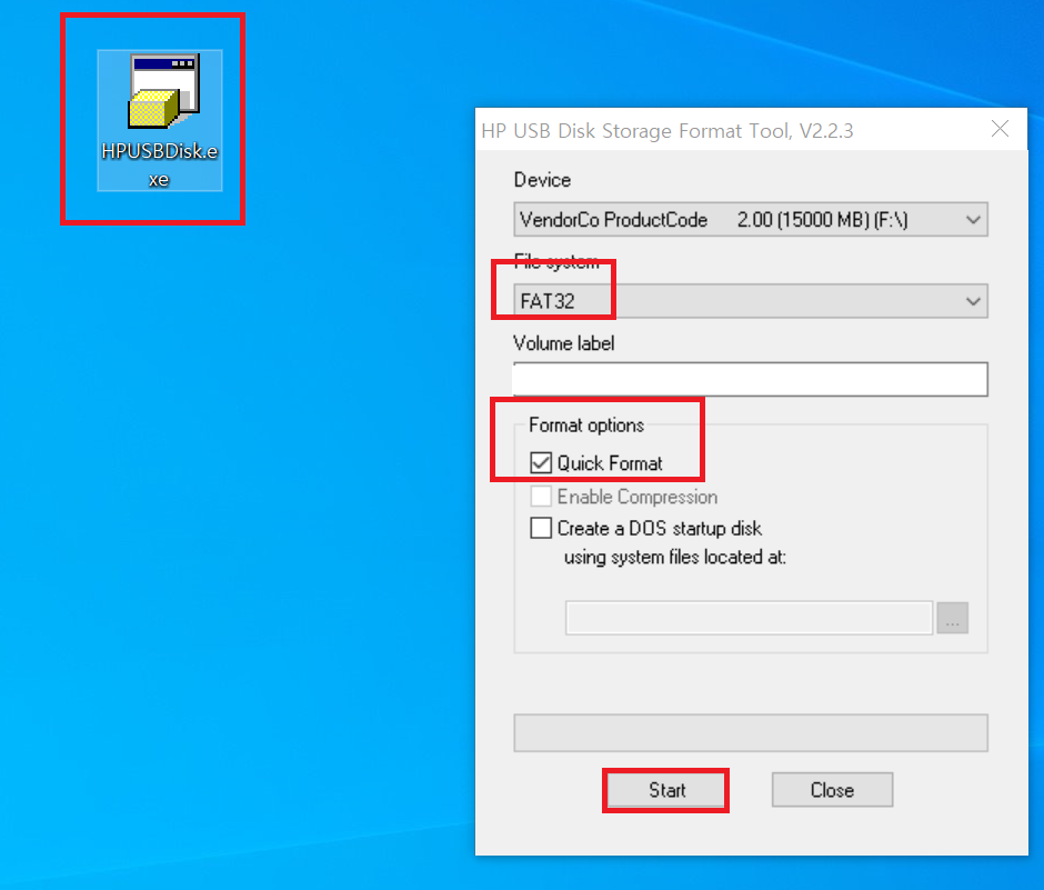 USB 플래시 메모리 FAT32 로 포멧 해 주는 툴-HPUSBDisk Format Tool v2.2