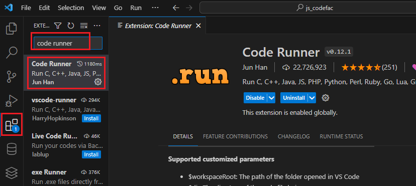 [확장프로그램] VSCode에서 코드를 실행하고 결과를 볼 수 있는 Code Runner
